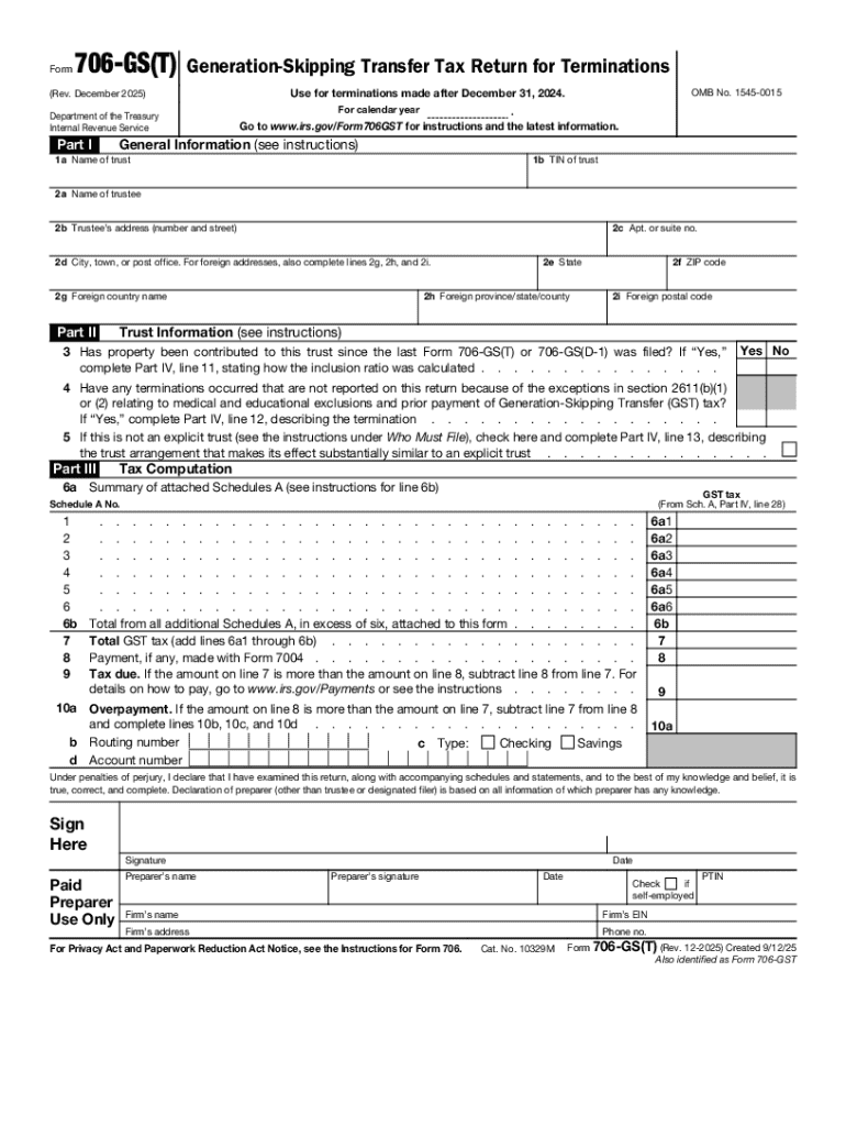 Fillable Online IRS Form 706-GS(T) Generation-Skipping Transfer Tax ...