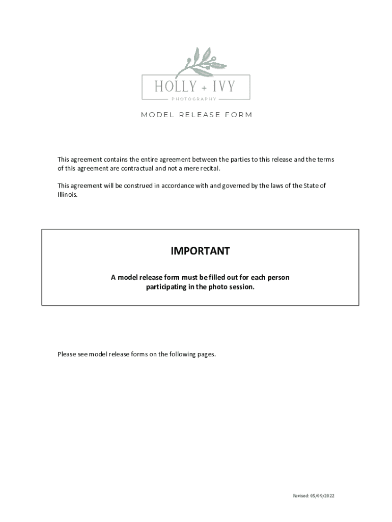 Fillable Online Model Release Agreement Template (Adult Models) Fax ...