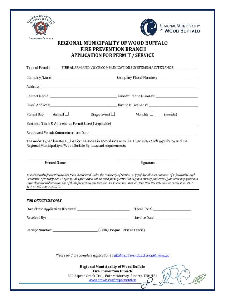 Fillable Online Fire Alarm Systems Work Permit Application Package. Fire Prevention Branch Fax ...