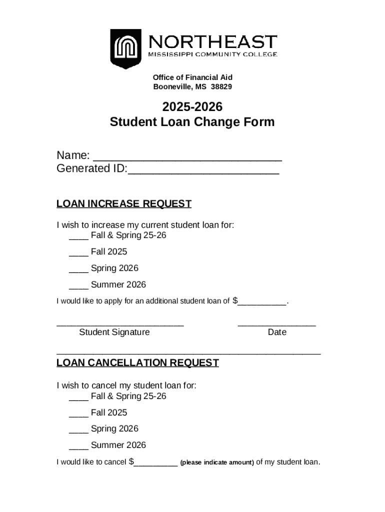 2026 2027 Loan Change Doc Template | pdfFiller