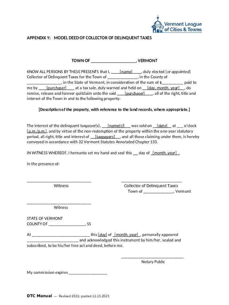Vermont Deed sSimple PDF Template Doc Template | pdfFiller