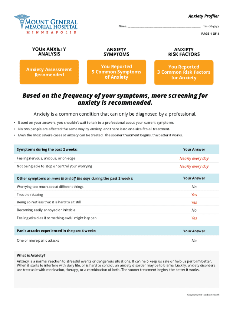 Fillable Online Anxiety Disorders: Causes, Symptoms, Treatment & Types ...