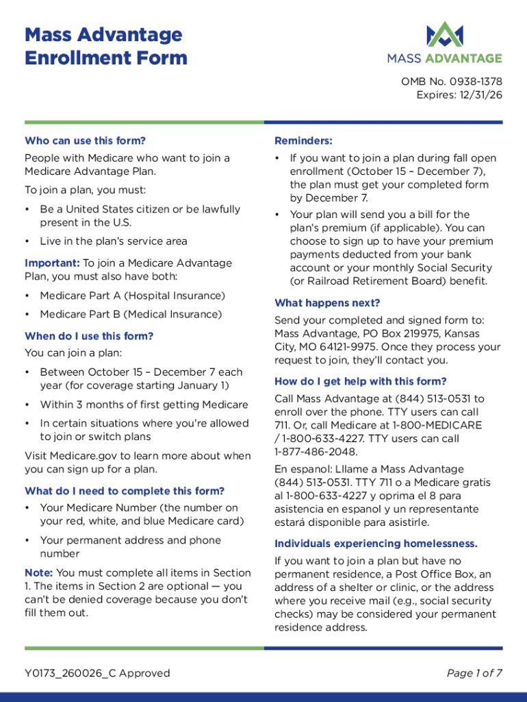 Fillable Online Mass Advantage Enrollment Form. Mass Advantage Enrollment Form Fax Email Print ...