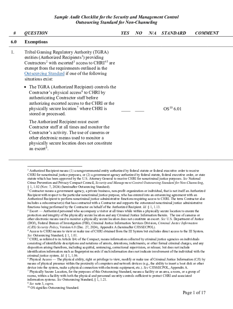 Fillable Online Sample 90 day audit checklist for contractor access to ...