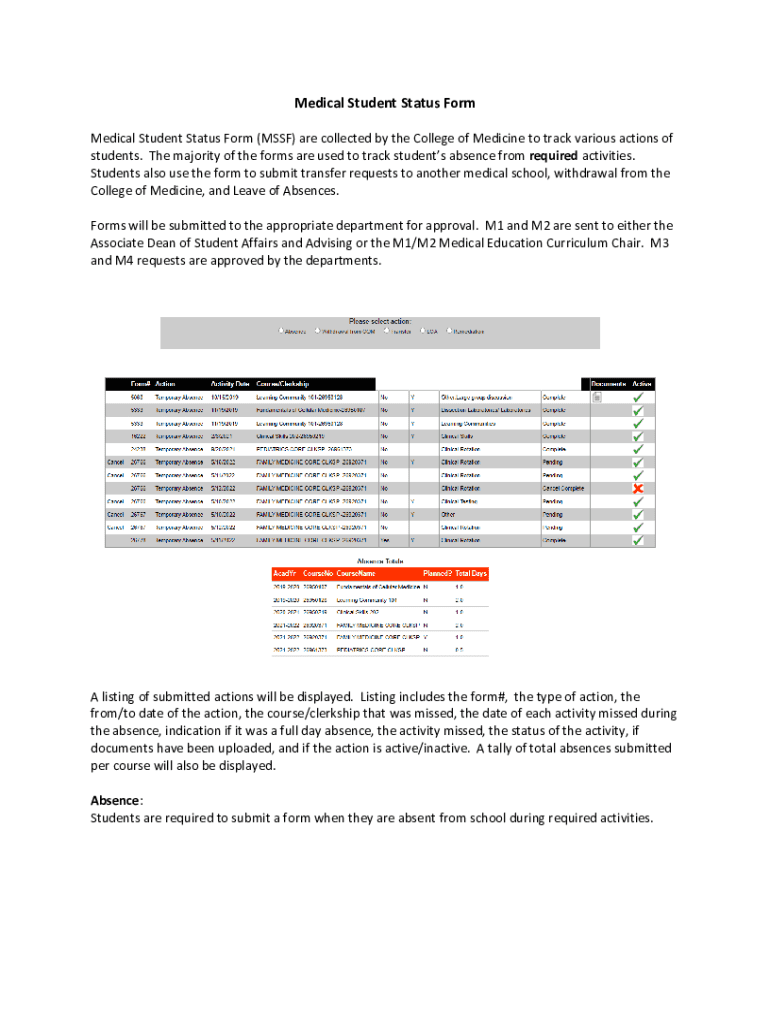 Fillable Online Medical Student Status Form Fax Email Print - pdfFiller