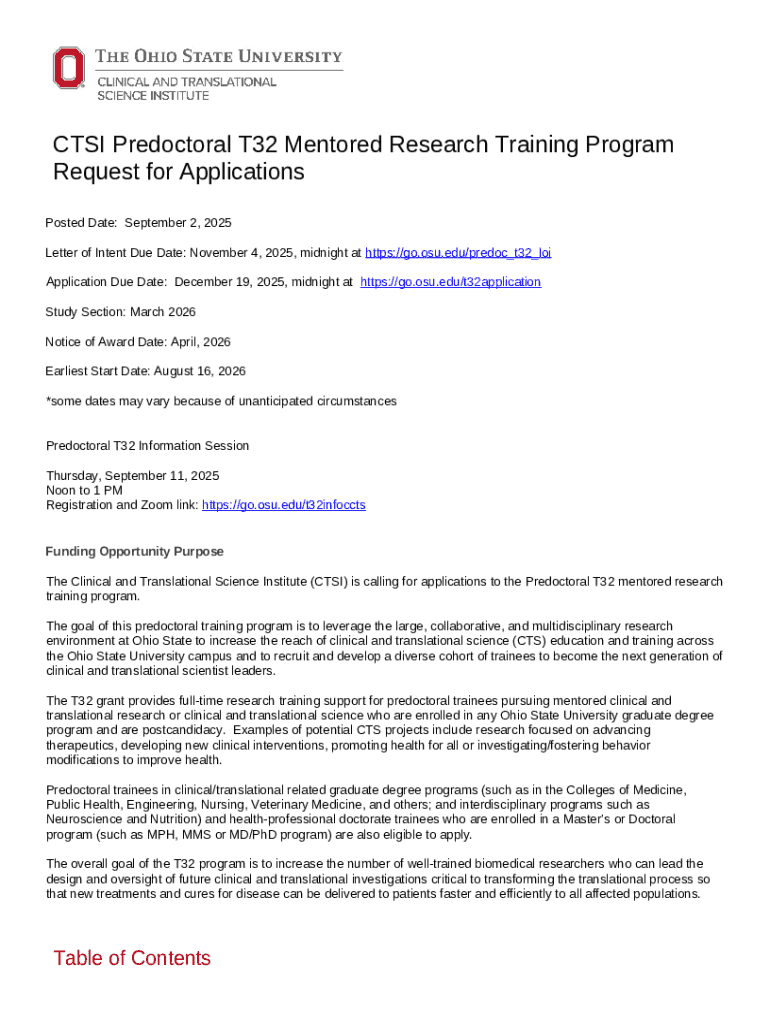 Download the RFA - Clinical and Translational Science Institute Doc Template | pdfFiller