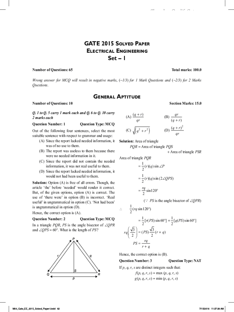 Fillable Online Access the GATE Previous Years' Question Paper PDFs Fax Email Print - pdfFiller