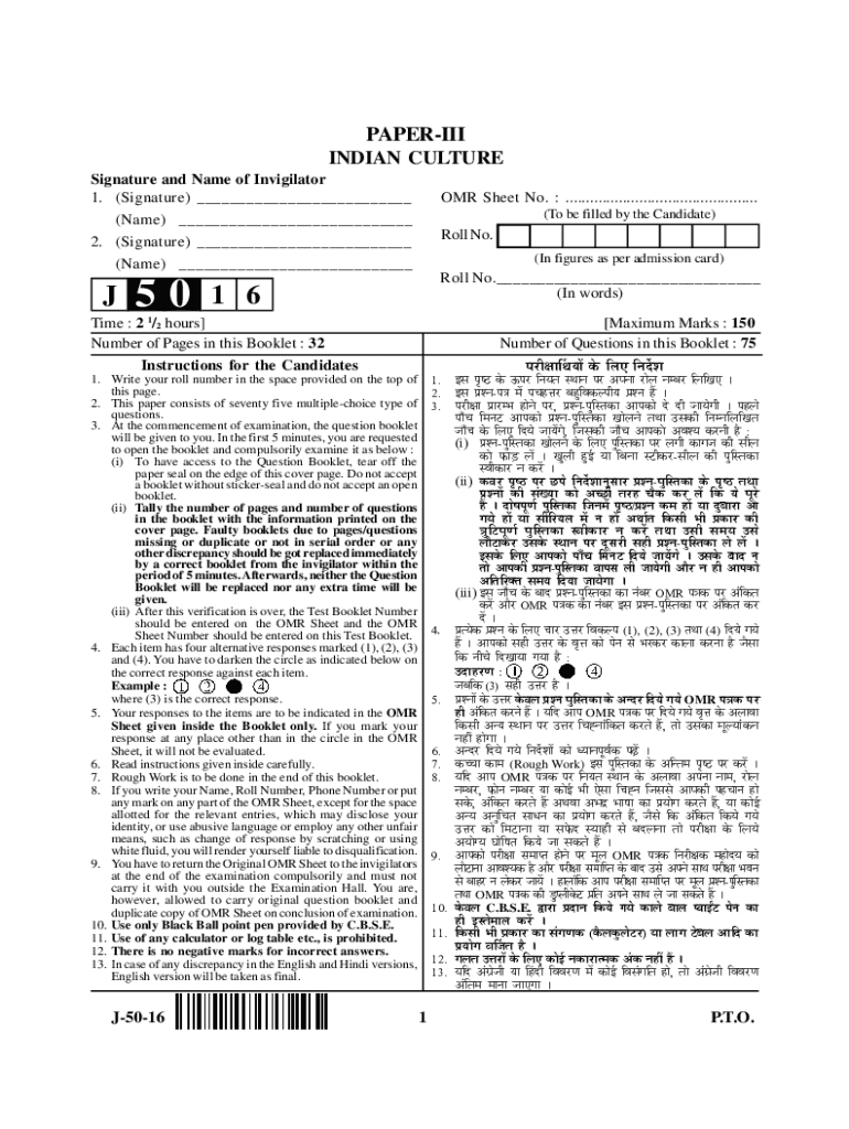 Fillable Online I General Paper A-00-01: Name & Signature of Invigilator Fax Email Print - pdfFiller