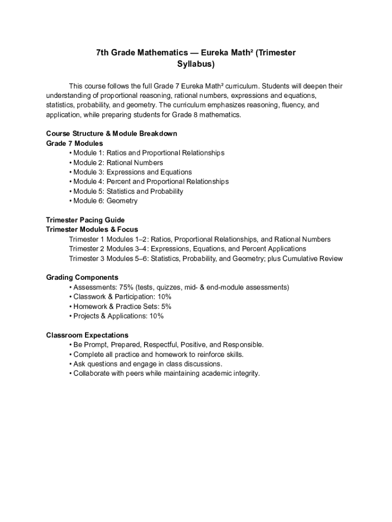 Fillable Online Eureka Math, A Story of Ratios: Grade 7, Module 1 ...
