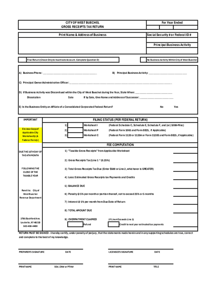 Fillable Online Gross Receipts Tax Return Form.pdf Fax Email Print ...