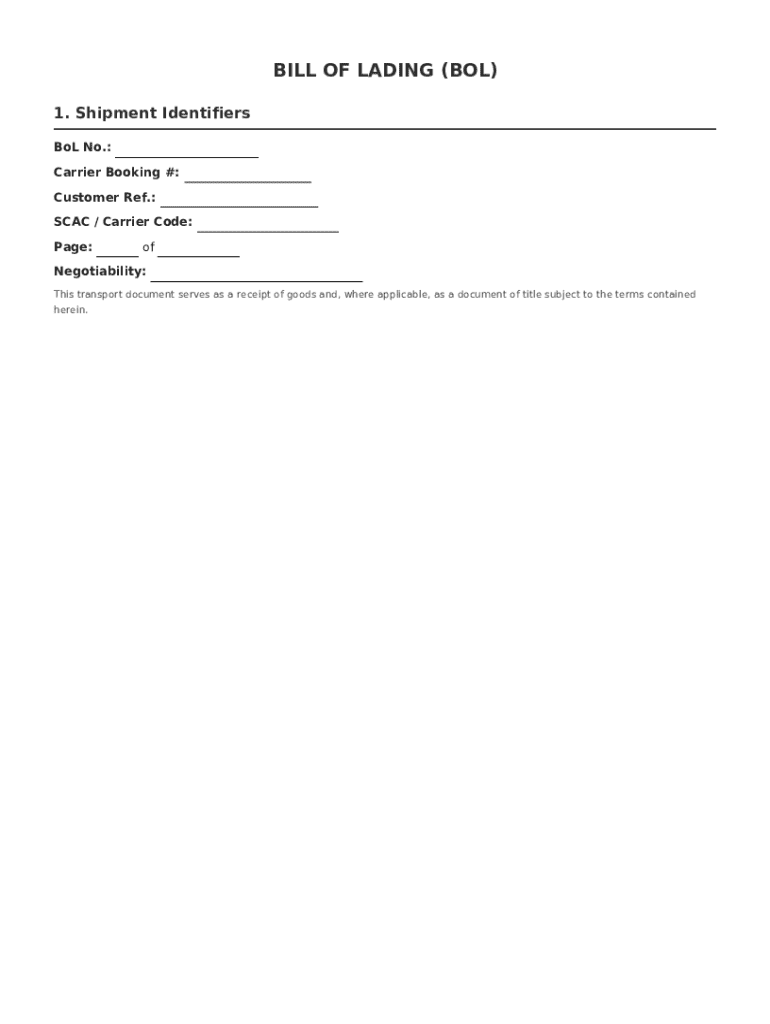 Fillable Online A bill of lading (BoL) Fax Email Print - pdfFiller
