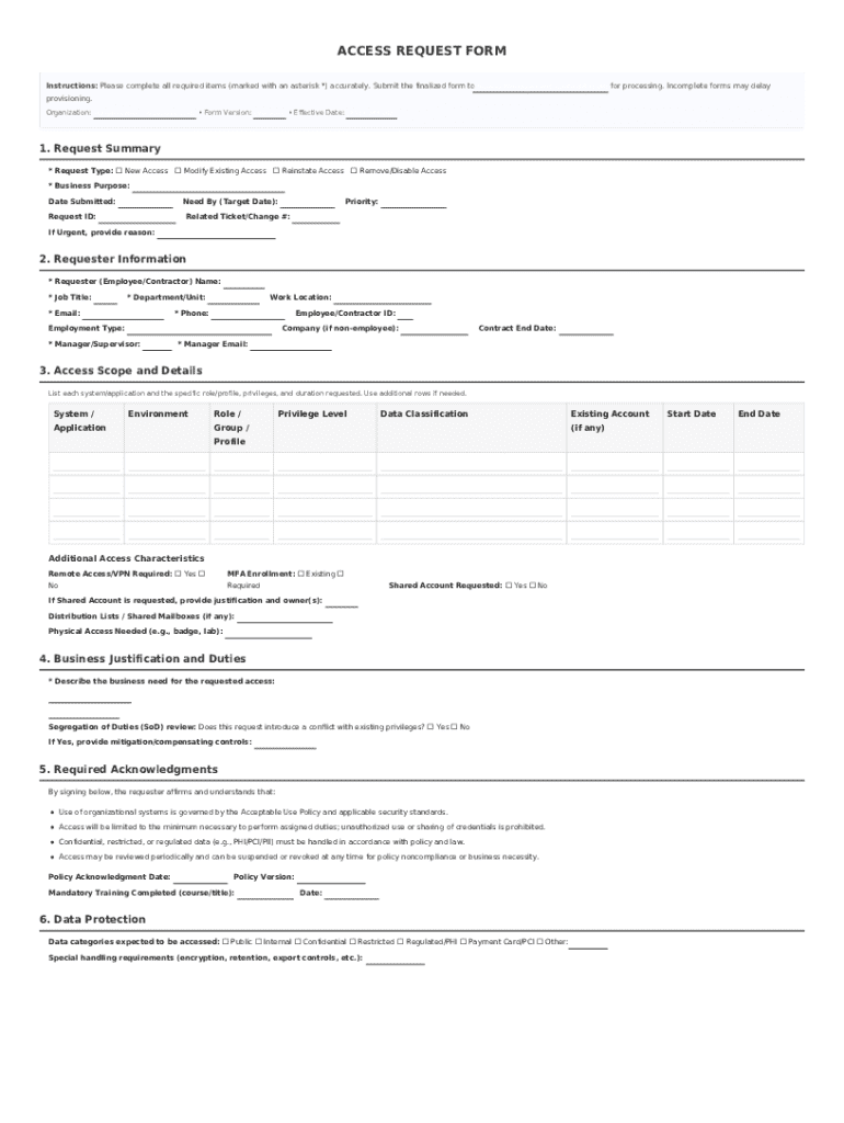Fillable Online Access Request Form Fax Email Print - pdfFiller