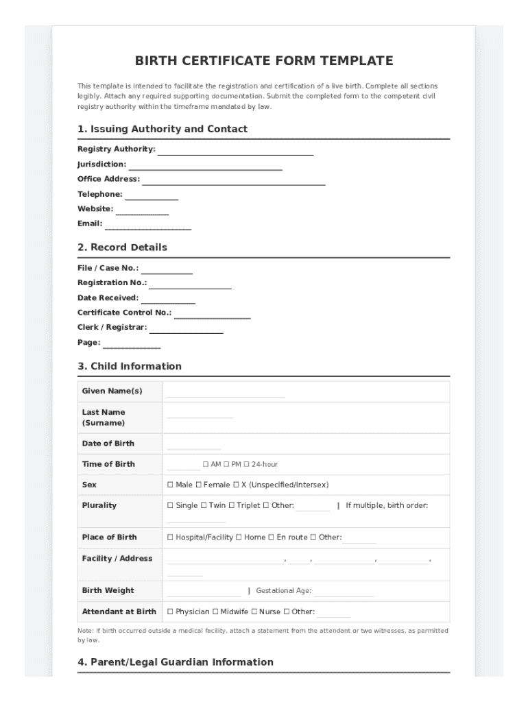 Fillable Online Birth Certificate Form Template Fax Email Print PdfFiller Fillable Online Birth Certificate Form Template Fax Email Print PdfFiller