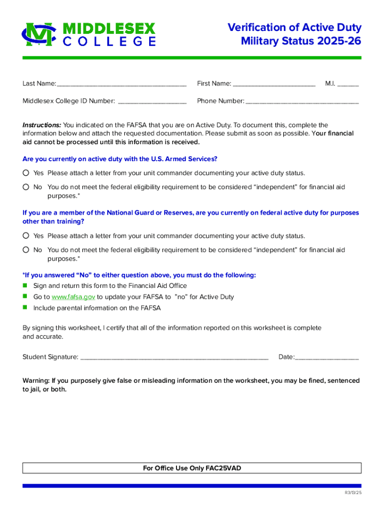 Fillable Online Verification of Active Duty Military Status. form Fax ...