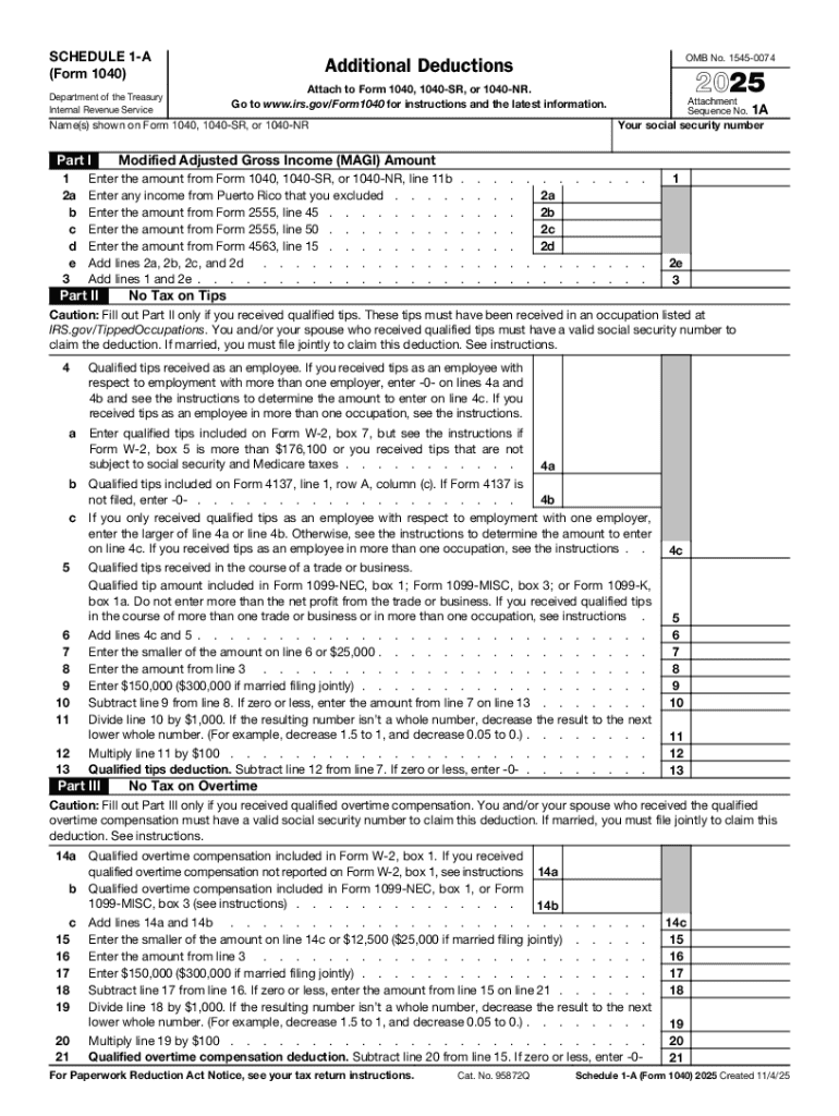 Fillable Online What is IRS Schedule 1-A: New 2025 Form for Additional ...