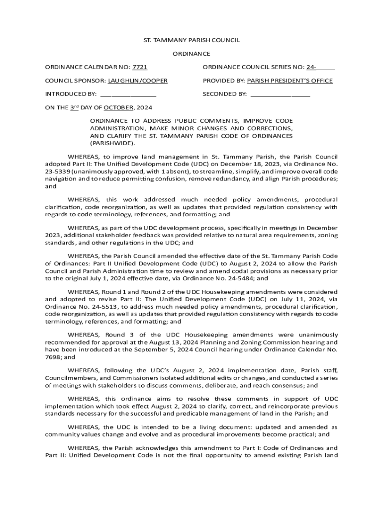 Fillable Online TAMMANY PARISH CODE OF ORDINANCES Fax Email Print ...