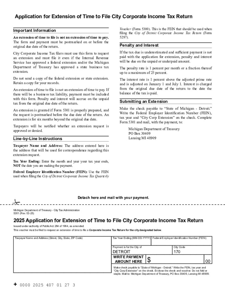 Fillable Online 5301, 2025 Application for Extension of time to File ...