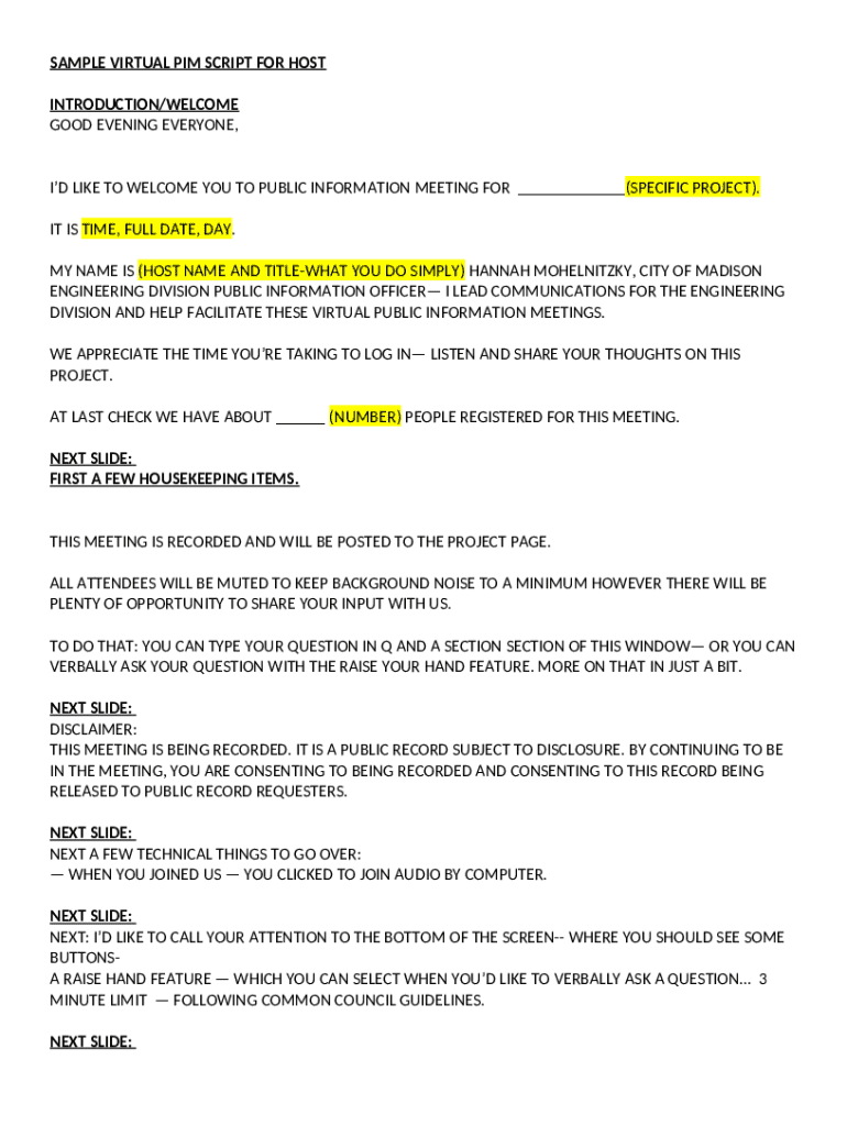 What is a sample script for introducing yourself when giving ... Doc ...