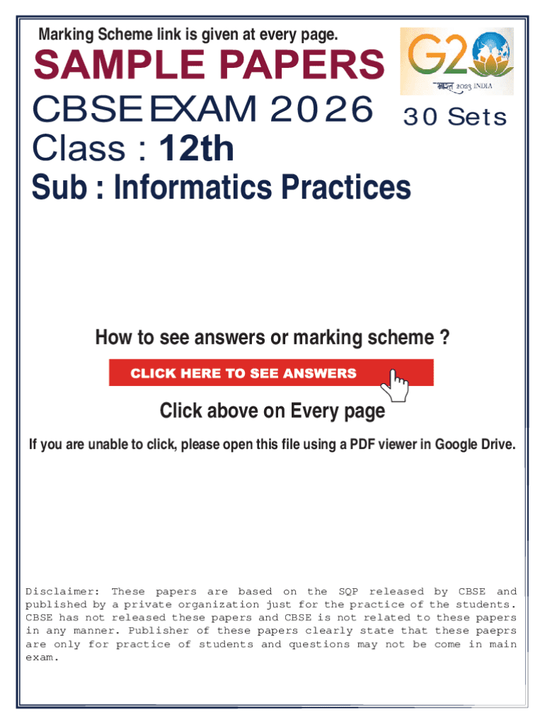 Fillable Online CBSE Class 12 Informatics Practices sample paper ...