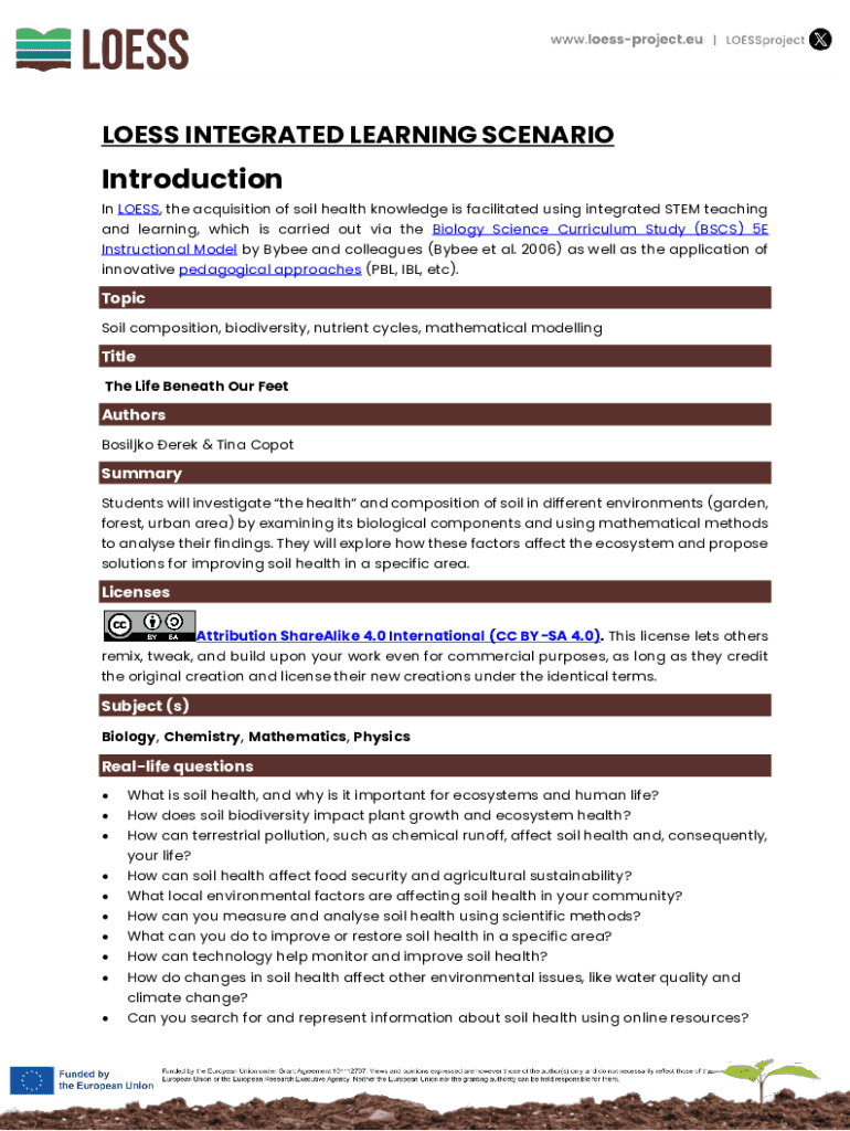 Fillable Online LOESS INTEGRATED LEARNING SCENARIO TEMPLATE Fax Email ...