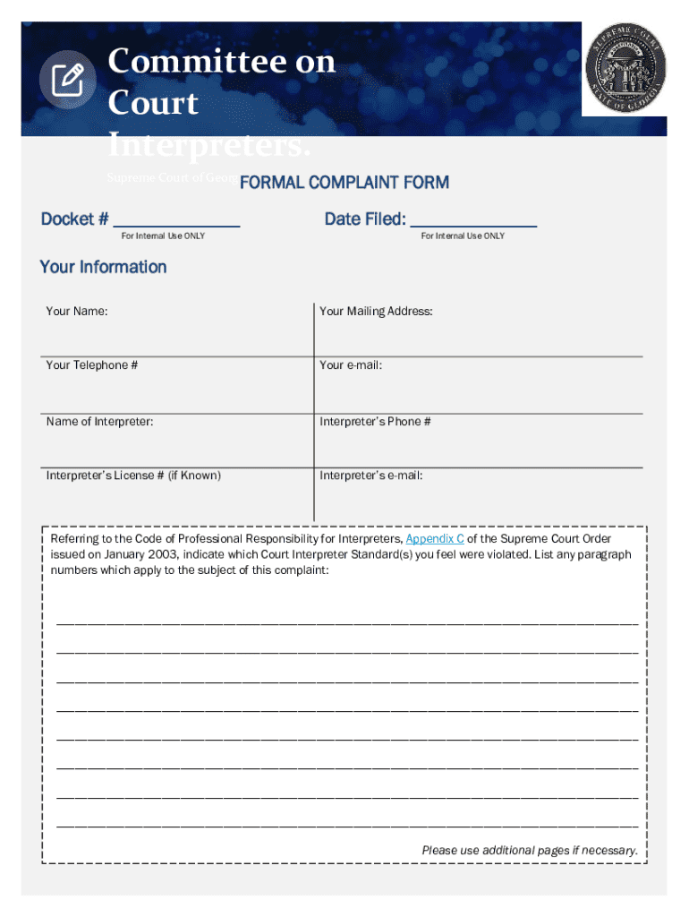Fillable Online How to File a Complaint Against a Court Program Fax ...