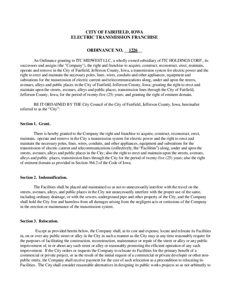 Fillable Online ITC MIDWEST STANDARD TEMPLATE Fax Email Print - pdfFiller