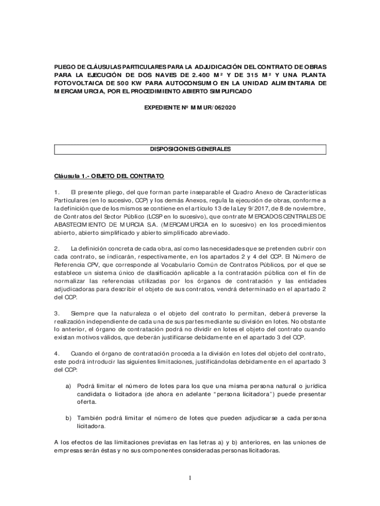Rellenable en línea 20201029-PLIEGO DE CLUSULAS PARTICULARES NAVES ...