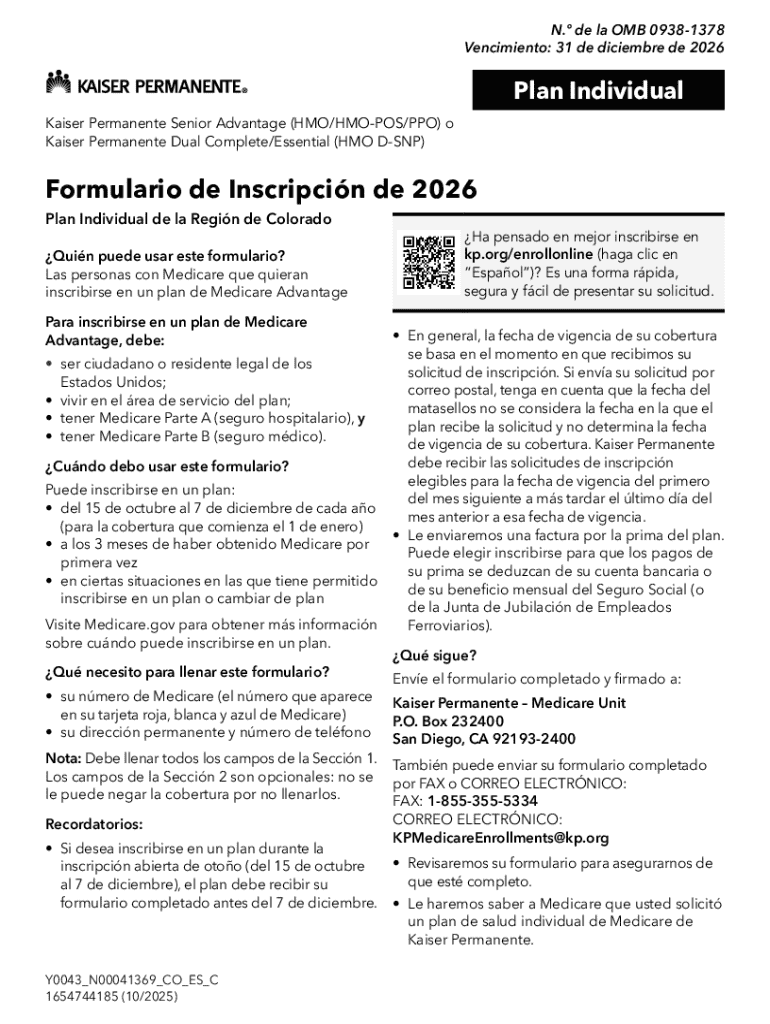 Rellenable en línea 2026 Senior Advantage Enrollment Form - CO ...
