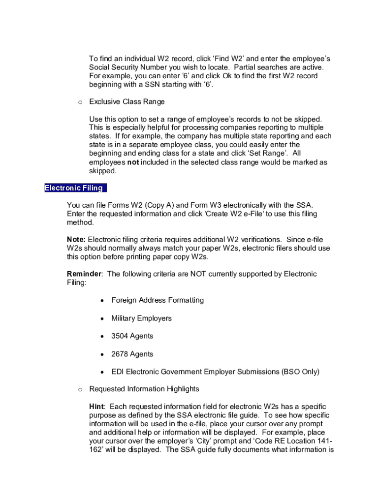US Federal W2 Electronic Filing Guide - Blank Fillable Template | Fill ...