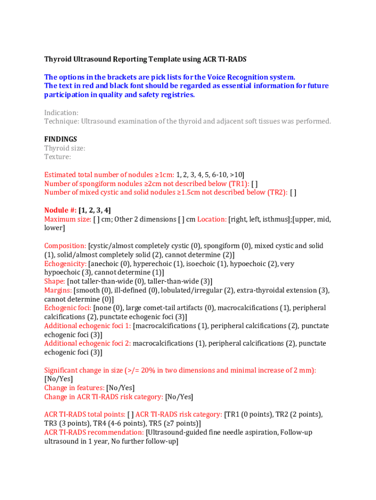 Fillable Online Thyroid Ultrasound Biopsy Structured Reporting Template ...