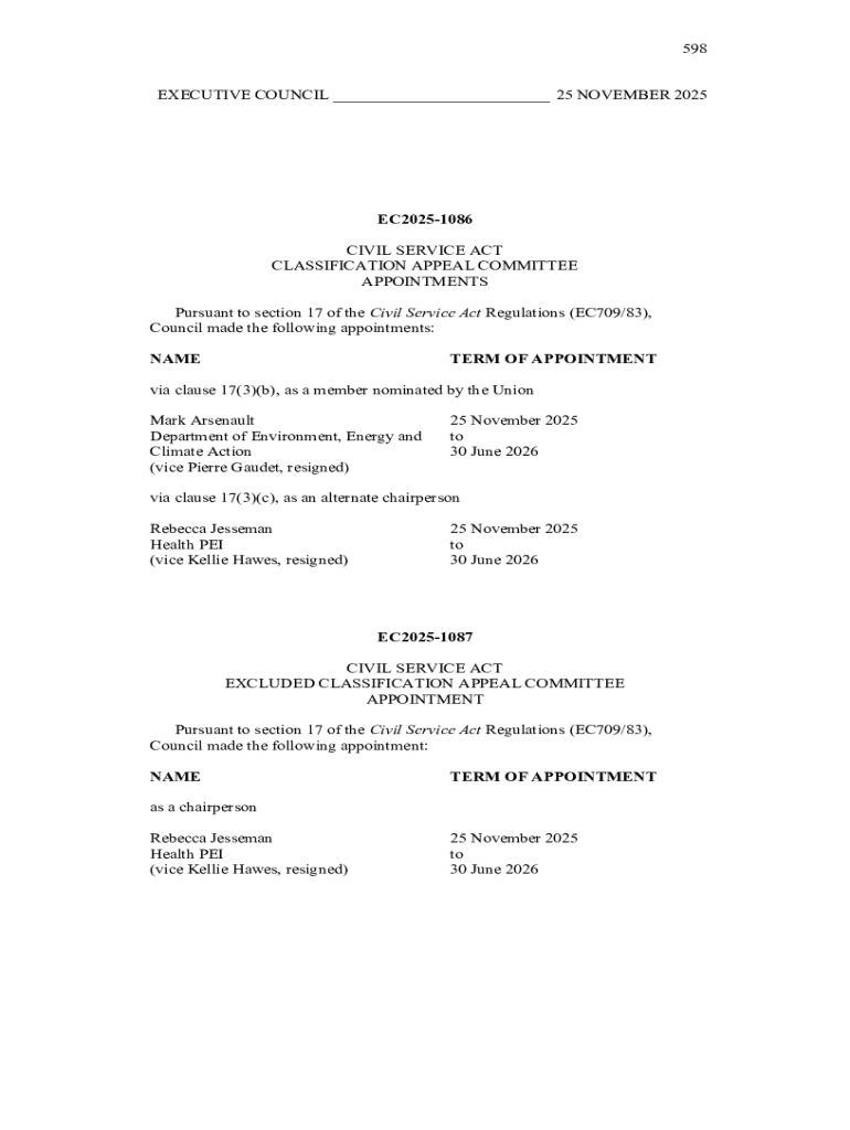 Fillable Online 25 NOVEMBER 2025 EC2025-1086 CIVIL SERVICE ACT ... Fax ...