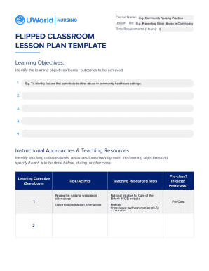 Flipped Classroom Lesson Plan Template - Blank Fillable Template | Fill ...