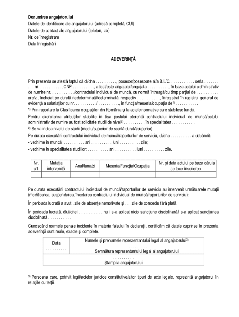 Fillable Online ADEVERINTA Se adeverete prin prezenta Fax Email Print ...