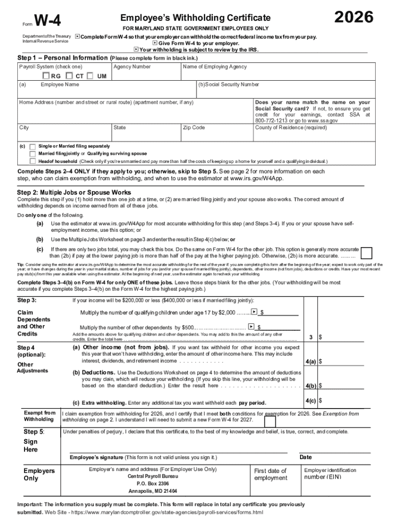Employee’s Withholding Certificate 2026 - Blank Fillable Template ...