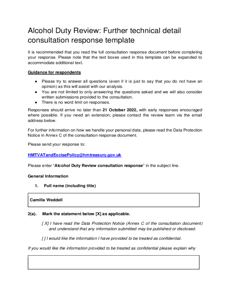 Fillable Online The new alcohol duty system: consultation response ...