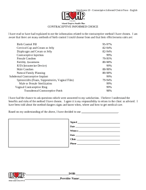 Contraceptive Informed Choice Form - Blank Fillable Template | Fill Out ...