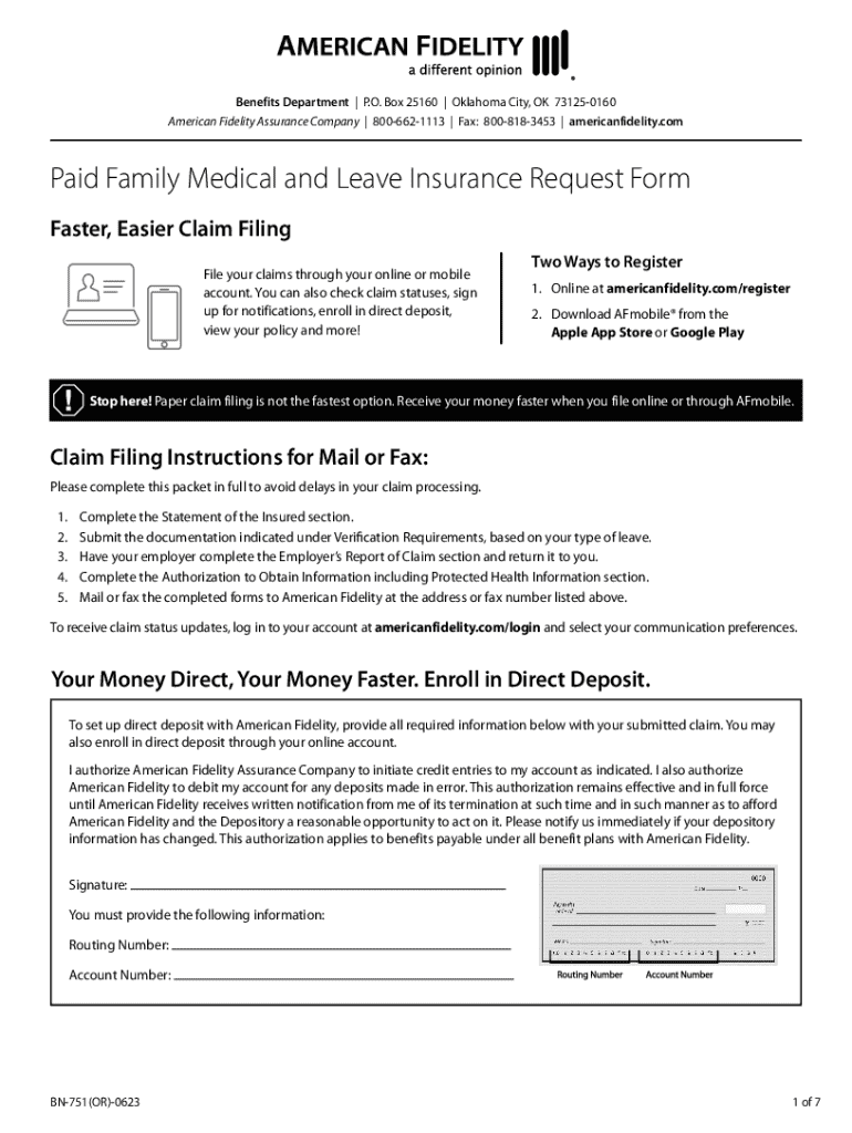 Oregon Paid Family Medical Leave Insurance Request Form - Blank ...