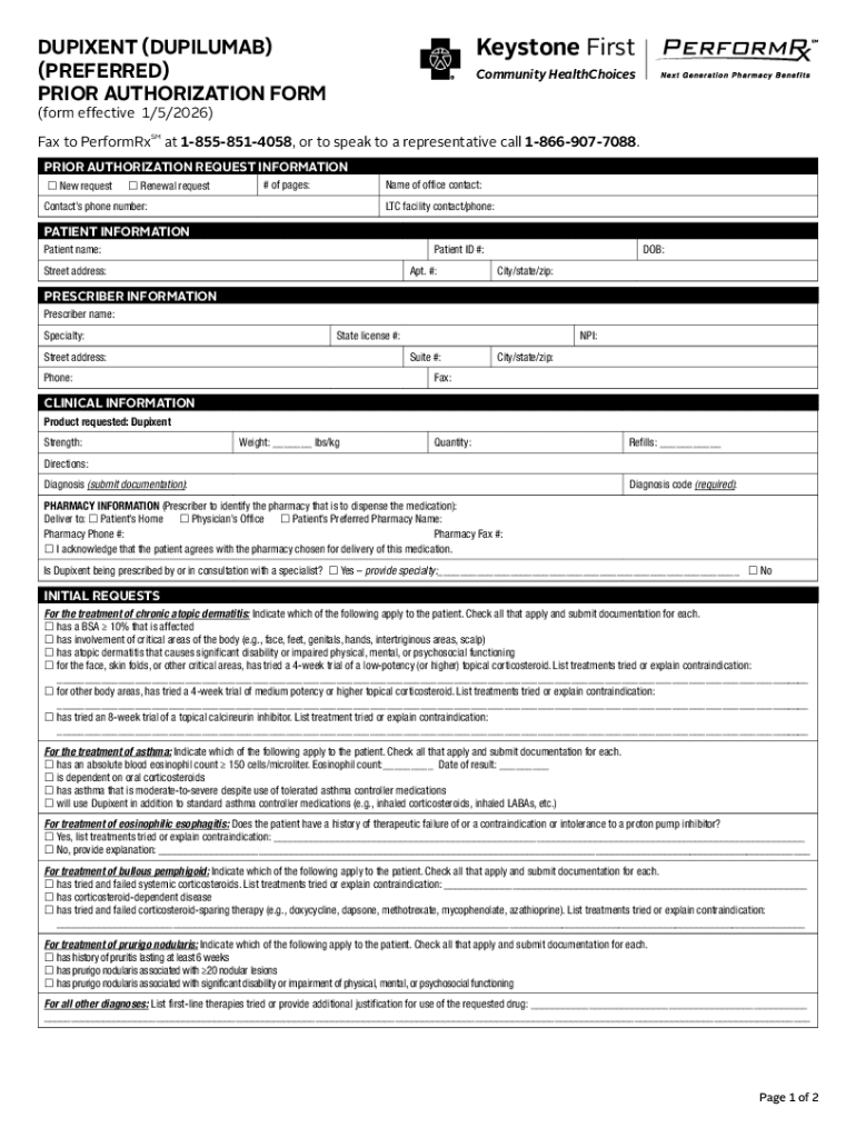 Dupixent Prior Authorization Form - Blank Fillable Template | Fill Out ...