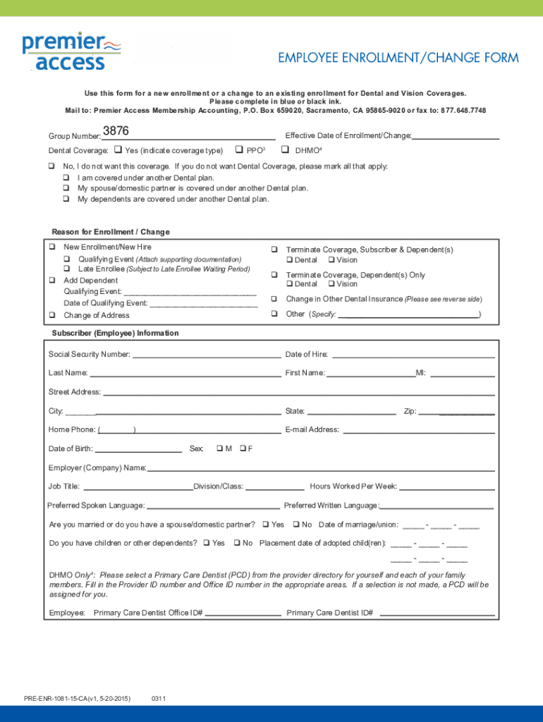 Employee Dental and Vision Enrollment Form - Fill Out, Sign & Share ...