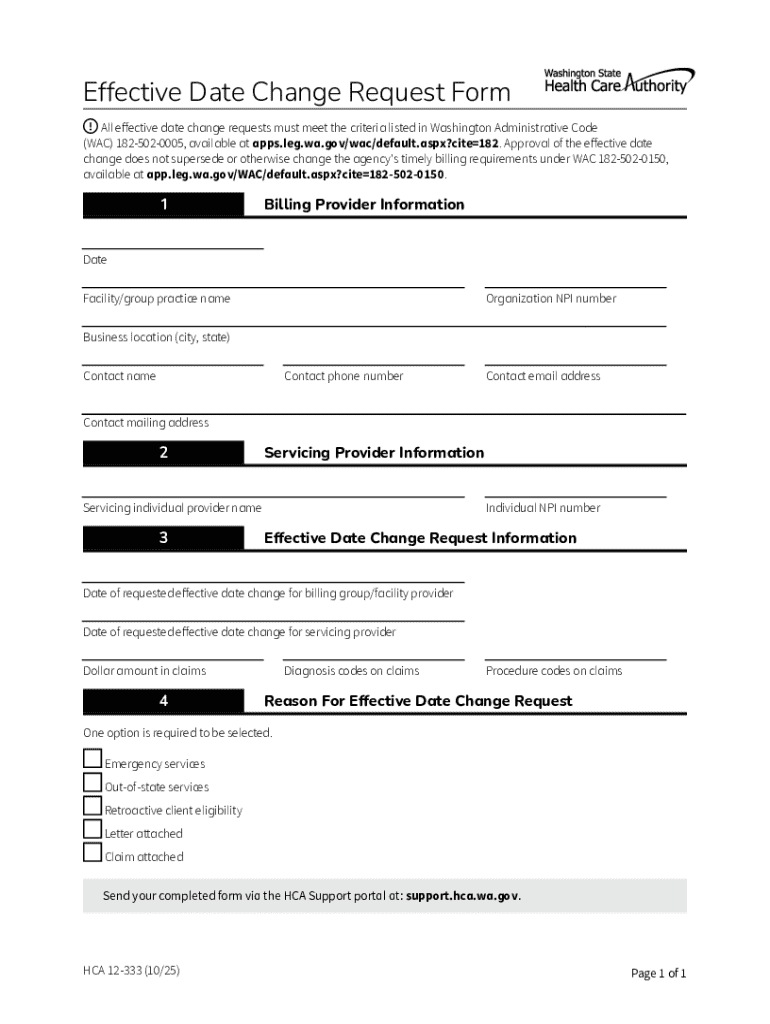 Effective Date Change Request Form - Blank Fillable Template | Fill Out ...