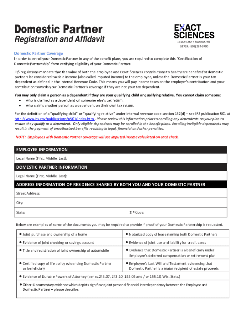 Domestic Partner Registration and Affidavit - Fill Out, Sign & Share ...