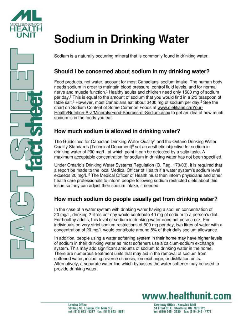 Fillable Online Sodium in Drinking Water Fax Email Print - pdfFiller