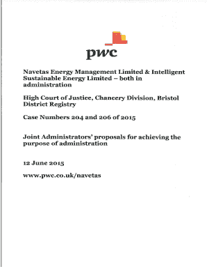 Fillable Online Joint Administrators proposals for achieving the ...