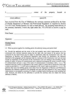 Fillable Online Ackno wledgement of Receipt of Florida 's Construction ...