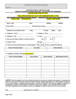 Fillable Online wcjc Associate degree nursing program - Wharton County ...