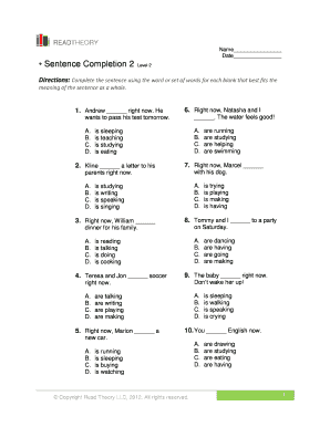 Fillable Online englishforeveryone Sentence Completion 2 Level 2 ...