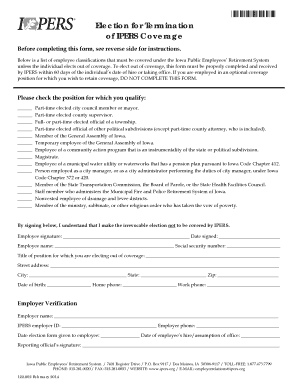 Fillable Online ipers *00005* Election for Termination of IPERS ...