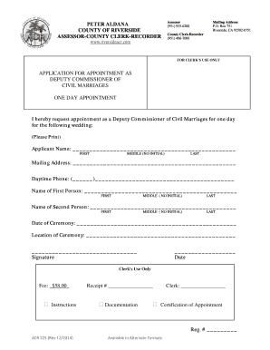 Fillable Online Application for Appointment as Commissioner of Civil ...