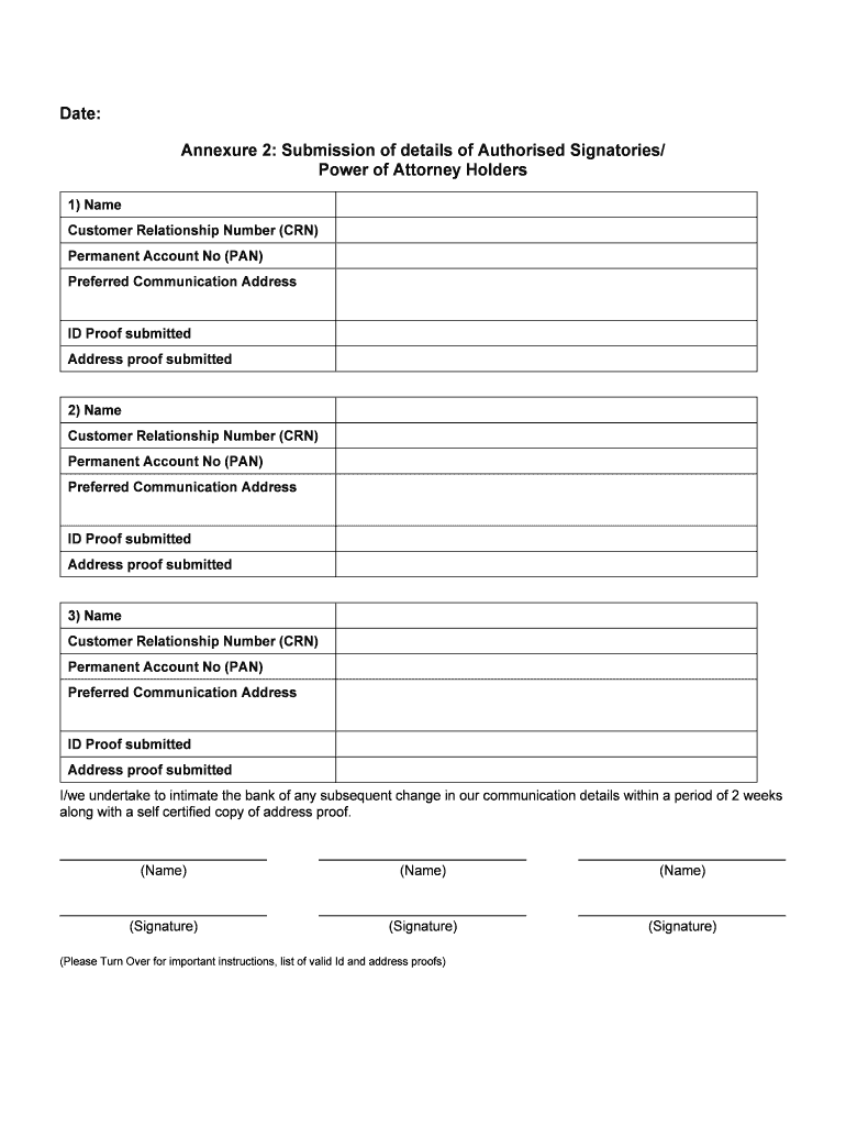 Fillable Online Annexure 2 Submission of details of Authorised ...