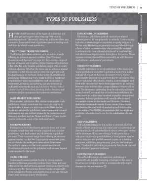 Fillable Online TYPES OF PUBLISHERS 35 Fax Email Print - pdfFiller